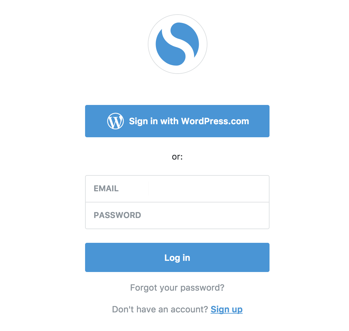 Sign in with WordPress.com – Simplenote